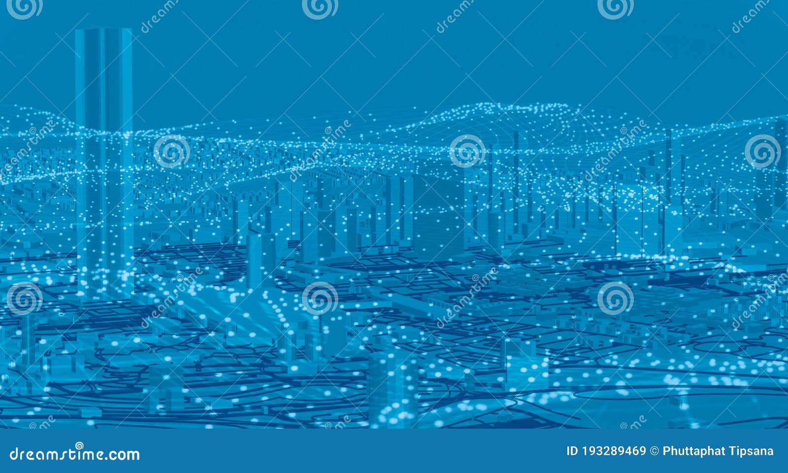 Futuristic Landscape Digital Network Technology White Metropolis and ...