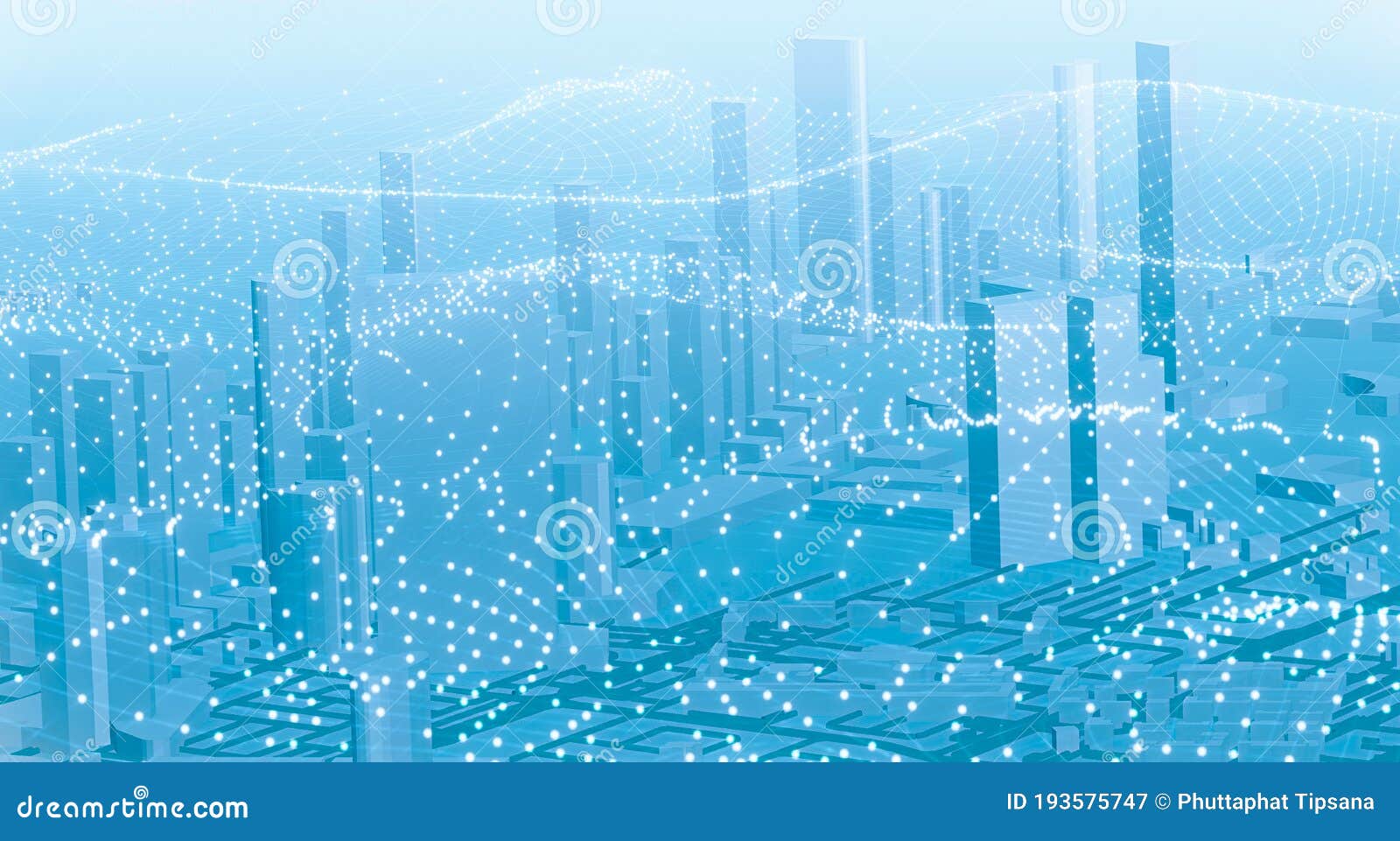 Futuristic Landscape Digital Network Technology White Metropolis and ...