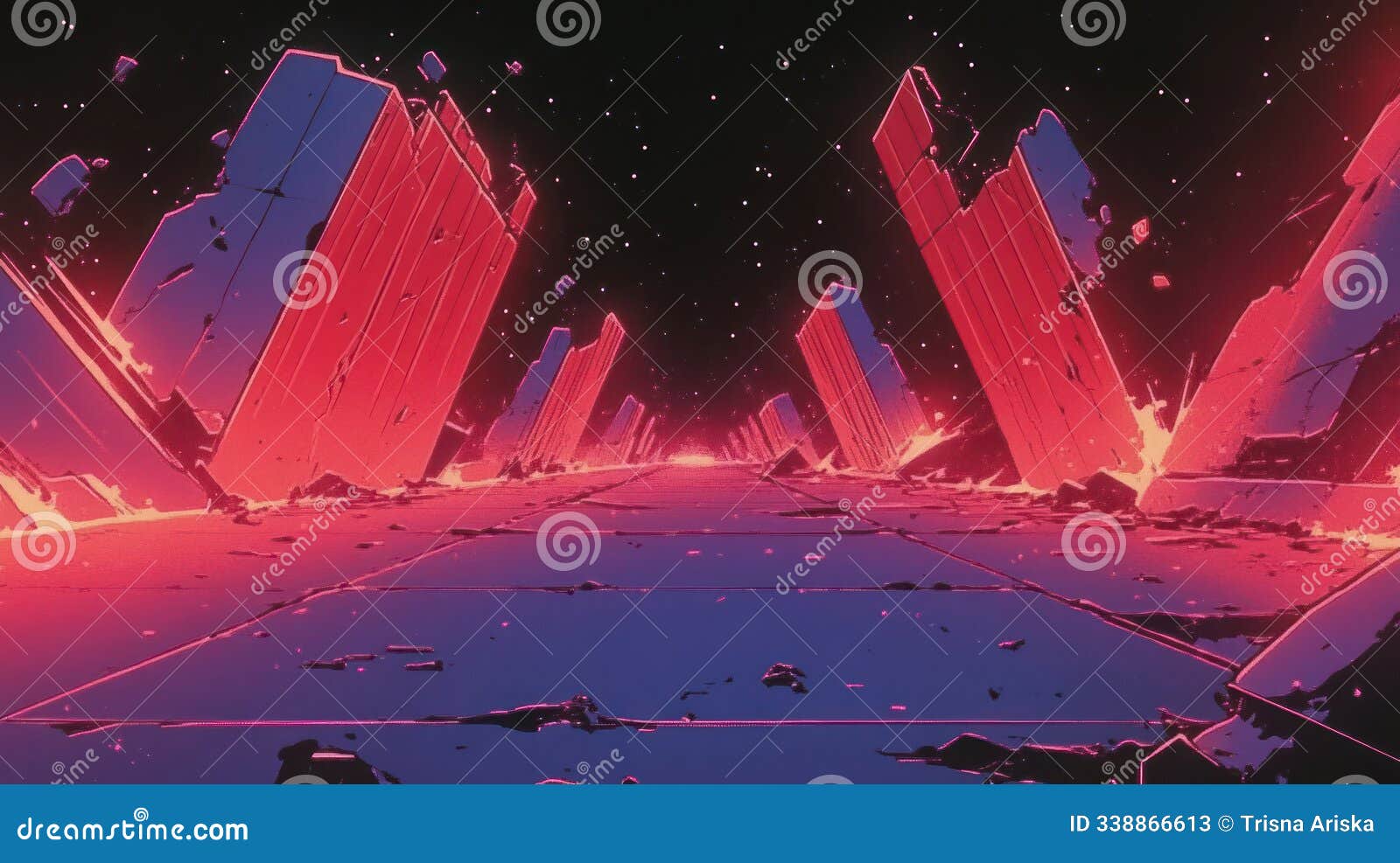 A Futuristic Landscape with Glowing Structures and a Vibrant Color ...