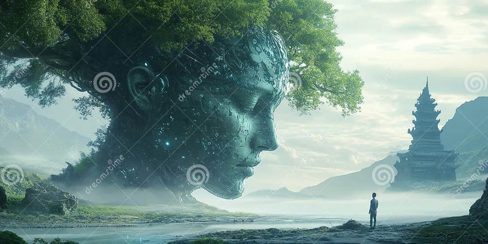 A Futuristic Landscape Merging AI and Nature, Symbolizing Harmony and ...