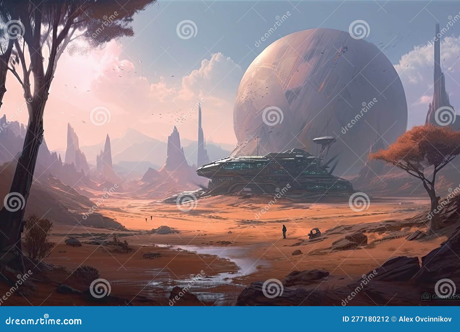 Futuristic Landscape with a Mysterious Object in the Background for ...