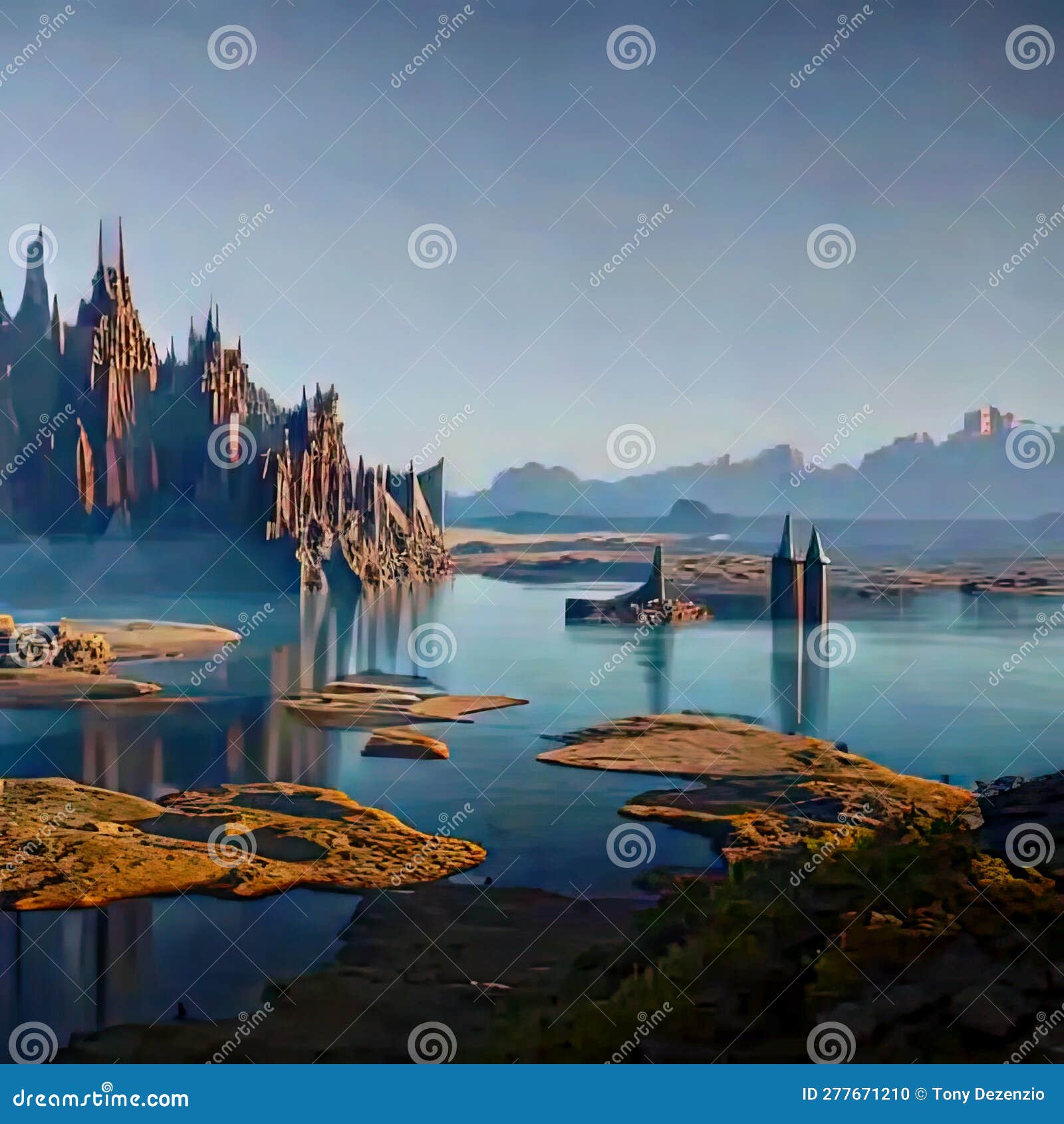 Futuristic Landscape Setting Stock Illustration - Illustration of ...