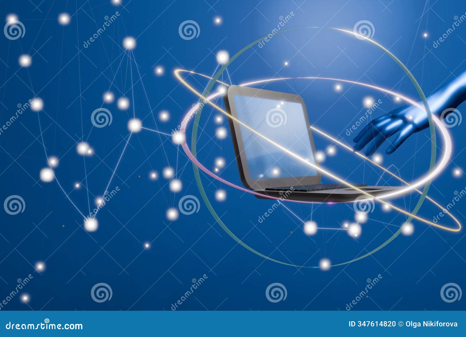 Futuristic Laptop Computer With Foldable Screen Isolated On White ...