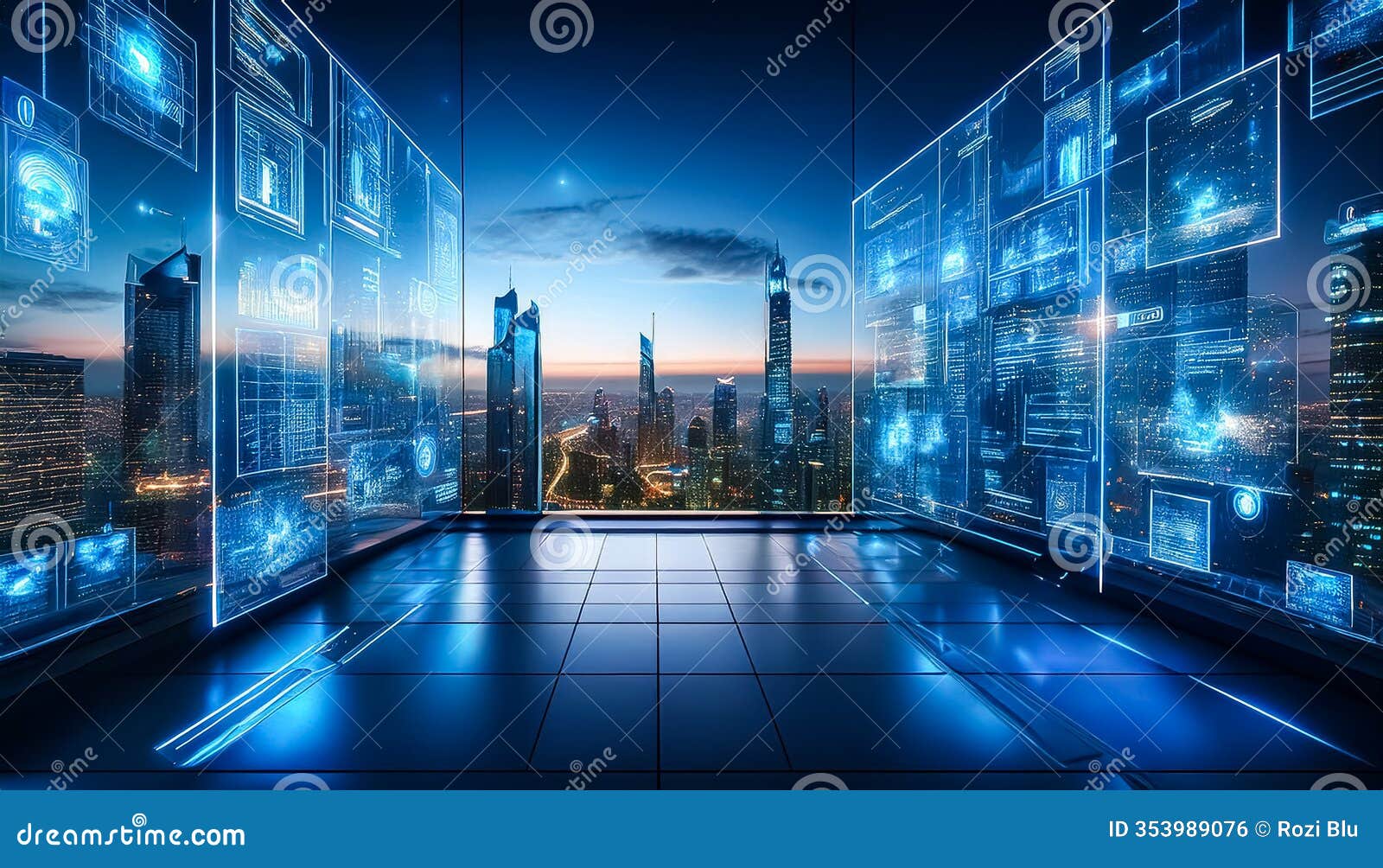 Futuristic Plasma Wall with Holographic Animation Stock Illustration ...