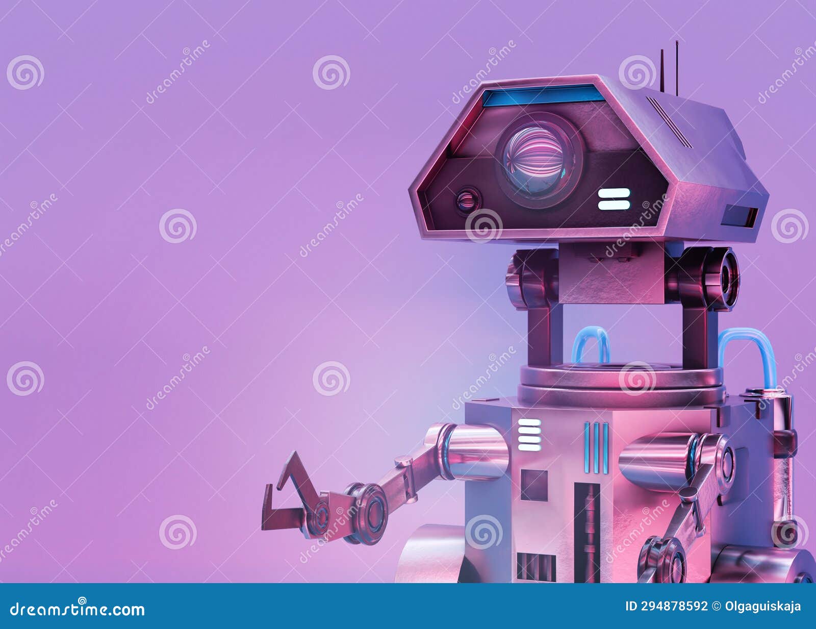 Futuristic Layout with Cute Robot and Copy Space for Your Text ...