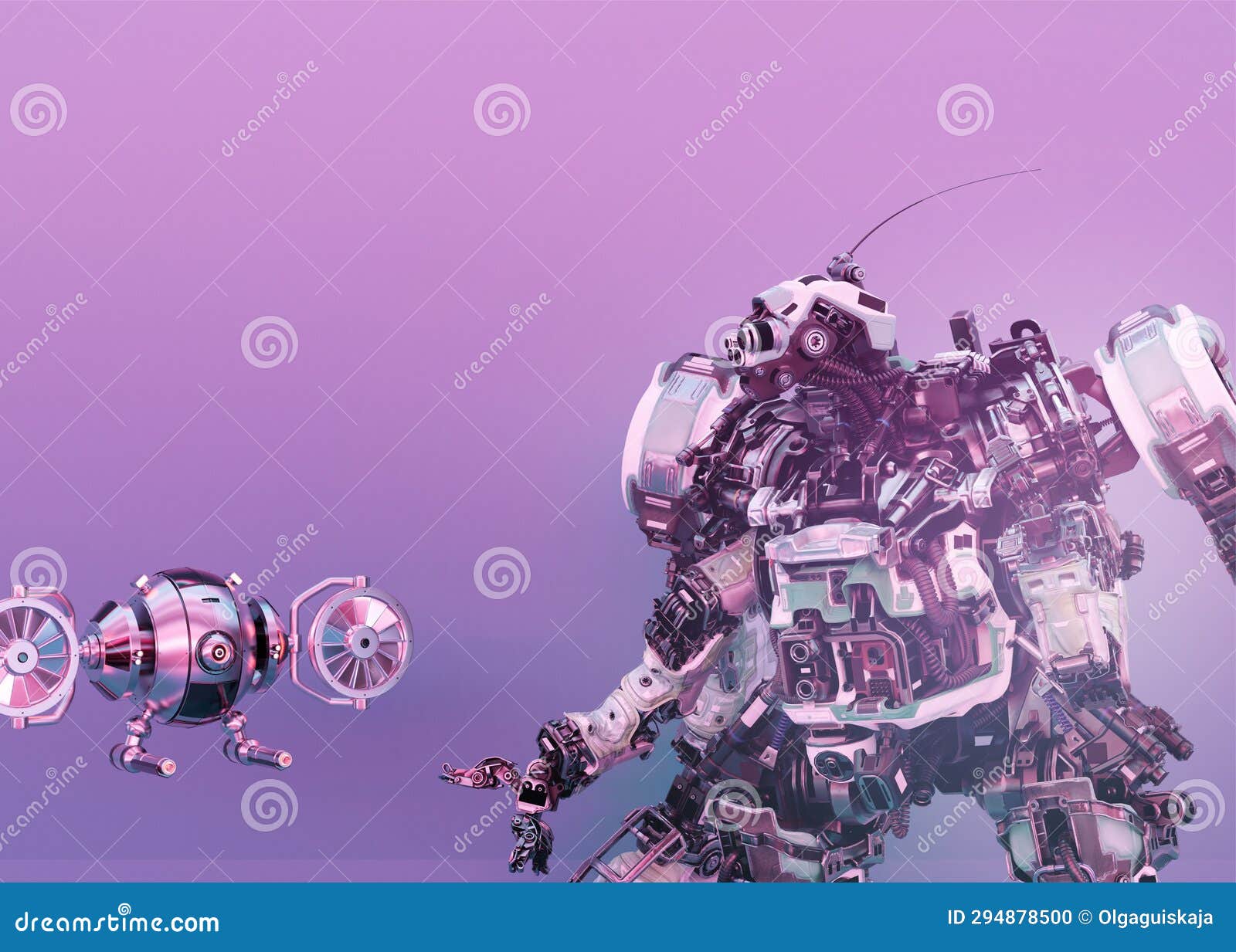 Futuristic Layout with Robot and Copy Space for Your Text. Artificial ...