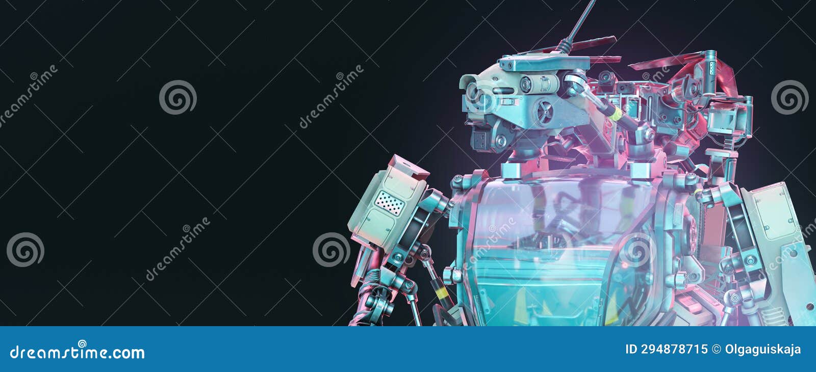 Futuristic Layout with Robot and Copy Space for Your Text. Artificial ...