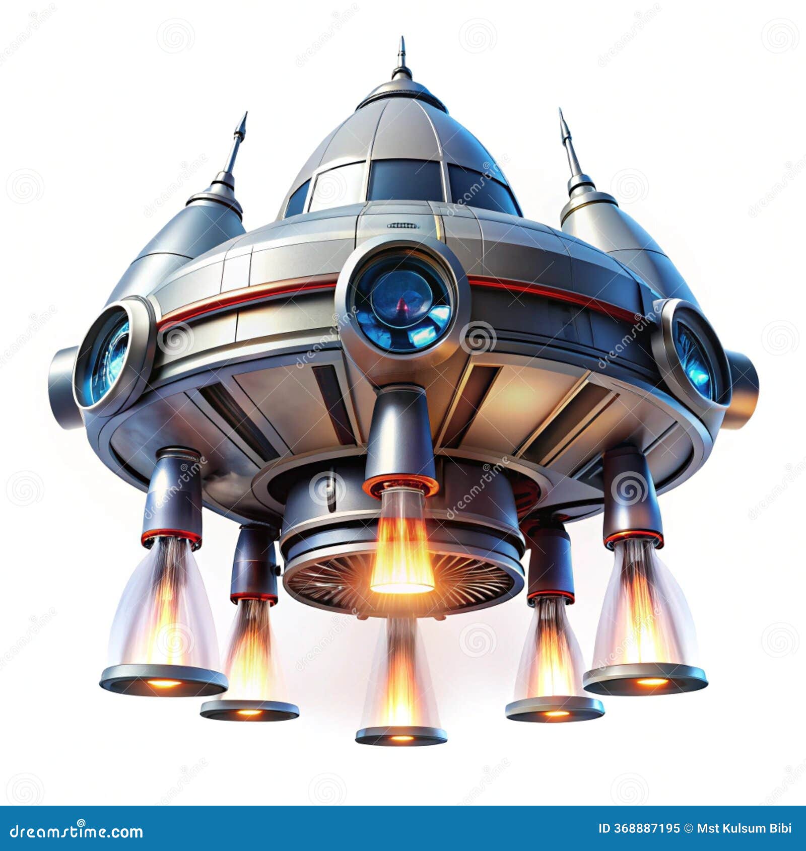 Levitating 3D Spaceship With Animated Engine Thrusters Stock Photo ...