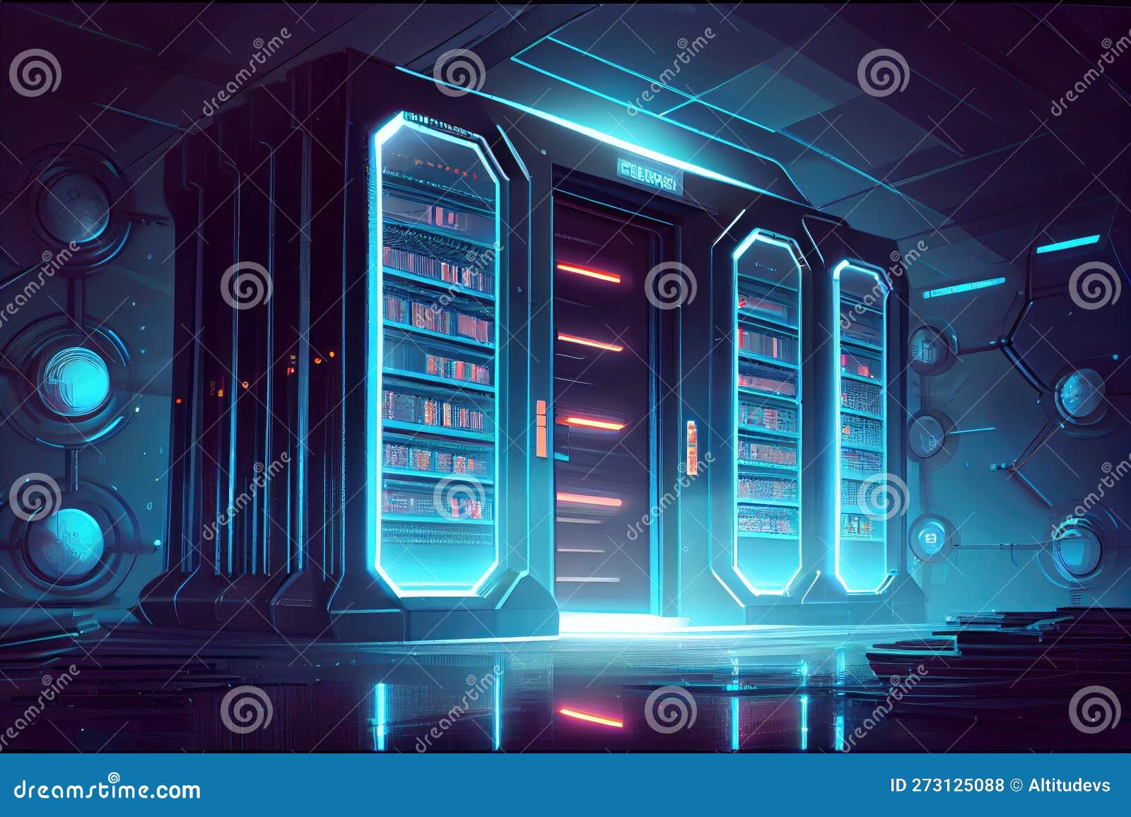 Futuristic Library Data Center with Automated Security Systems and ...