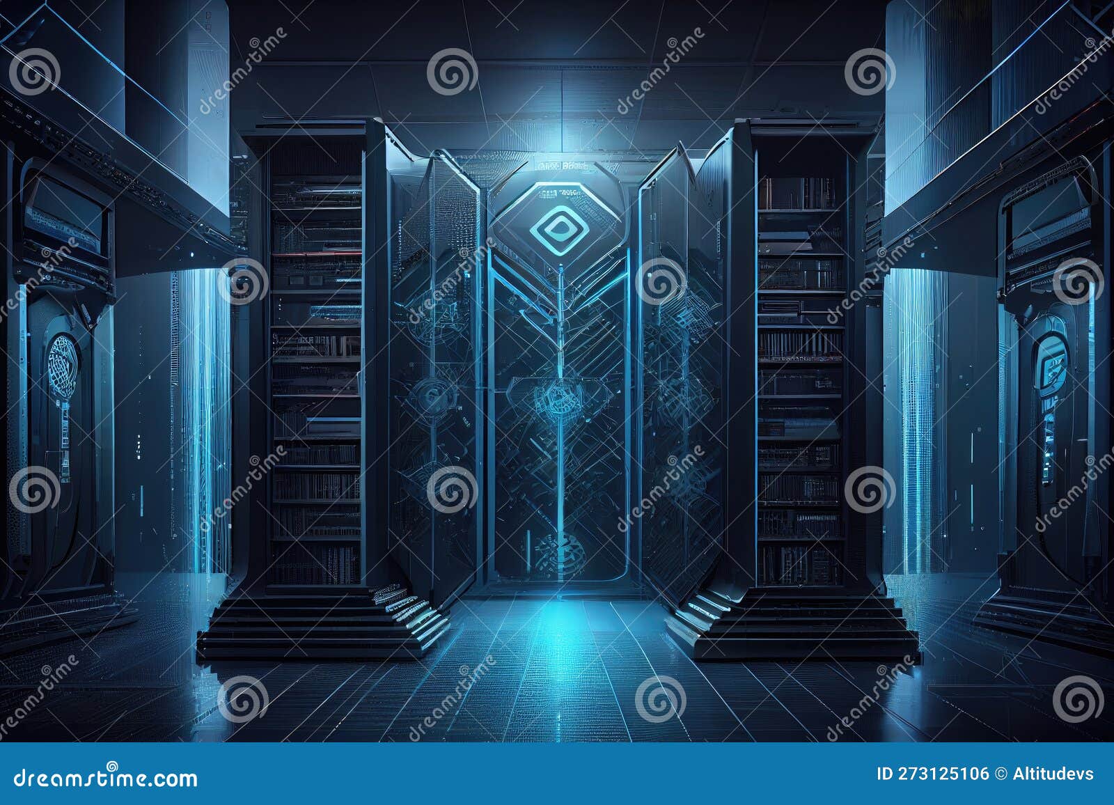Futuristic Library Data Center with Automated Security Systems and ...