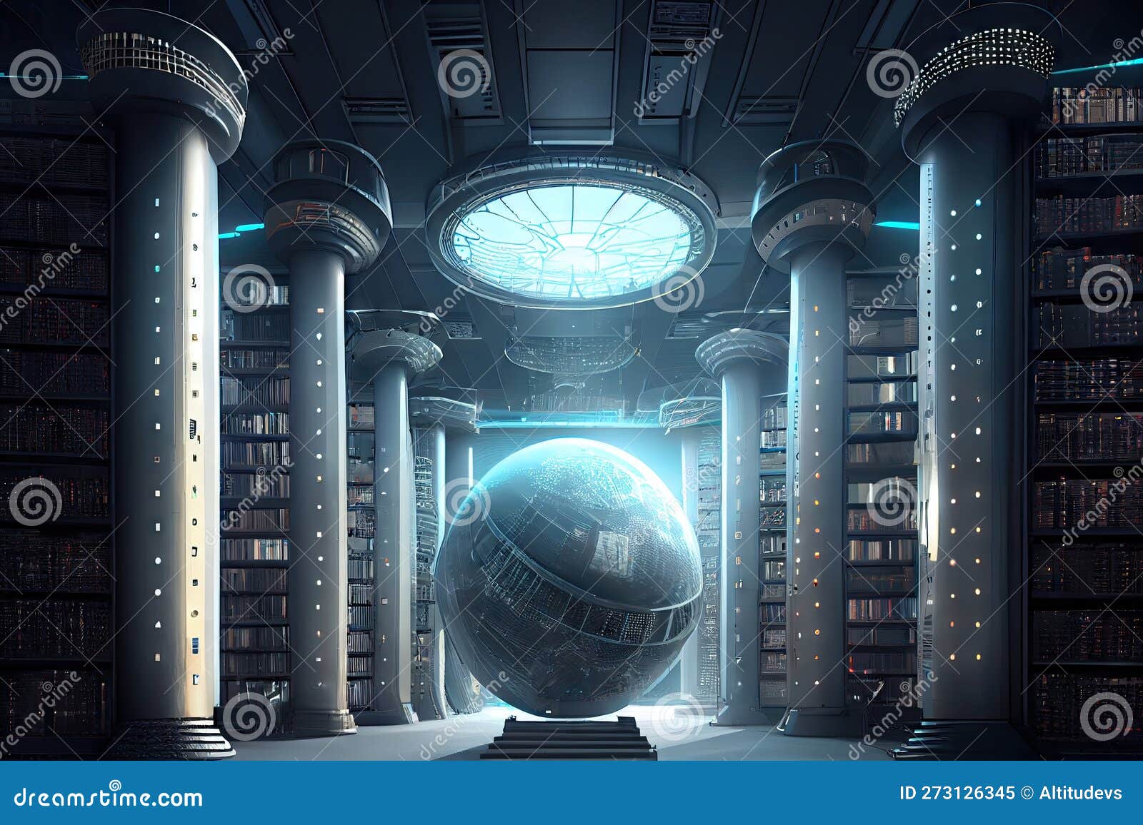 Futuristic Library Data Center with Cloud-based Infrastructure, Robotic ...