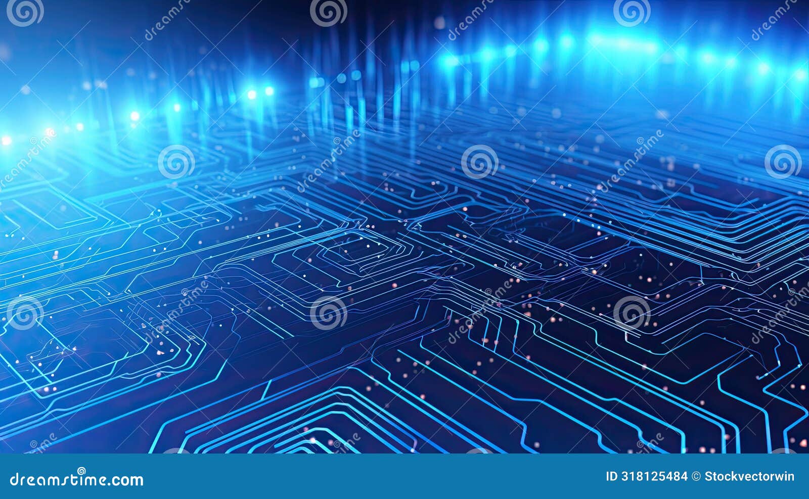 Futuristic Light Blue Tech Background Stock Illustration - Illustration ...