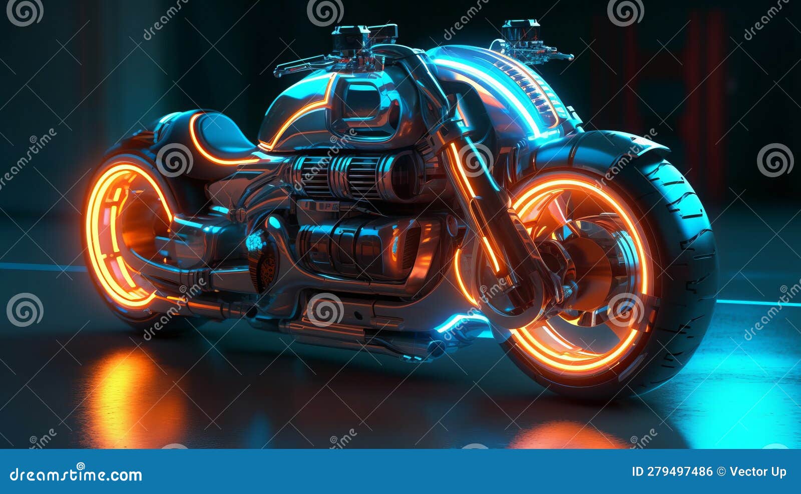 Futuristic Light Cycle. Generative AI Stock Illustration - Illustration ...