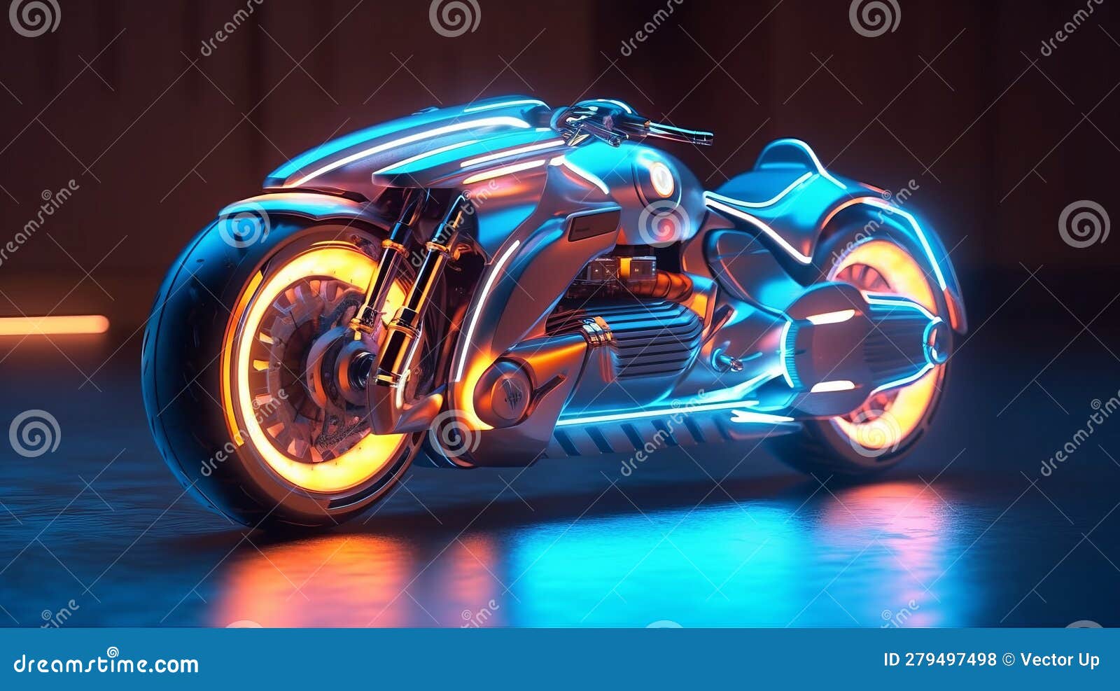 Futuristic Light Cycle. Generative AI Stock Illustration - Illustration ...