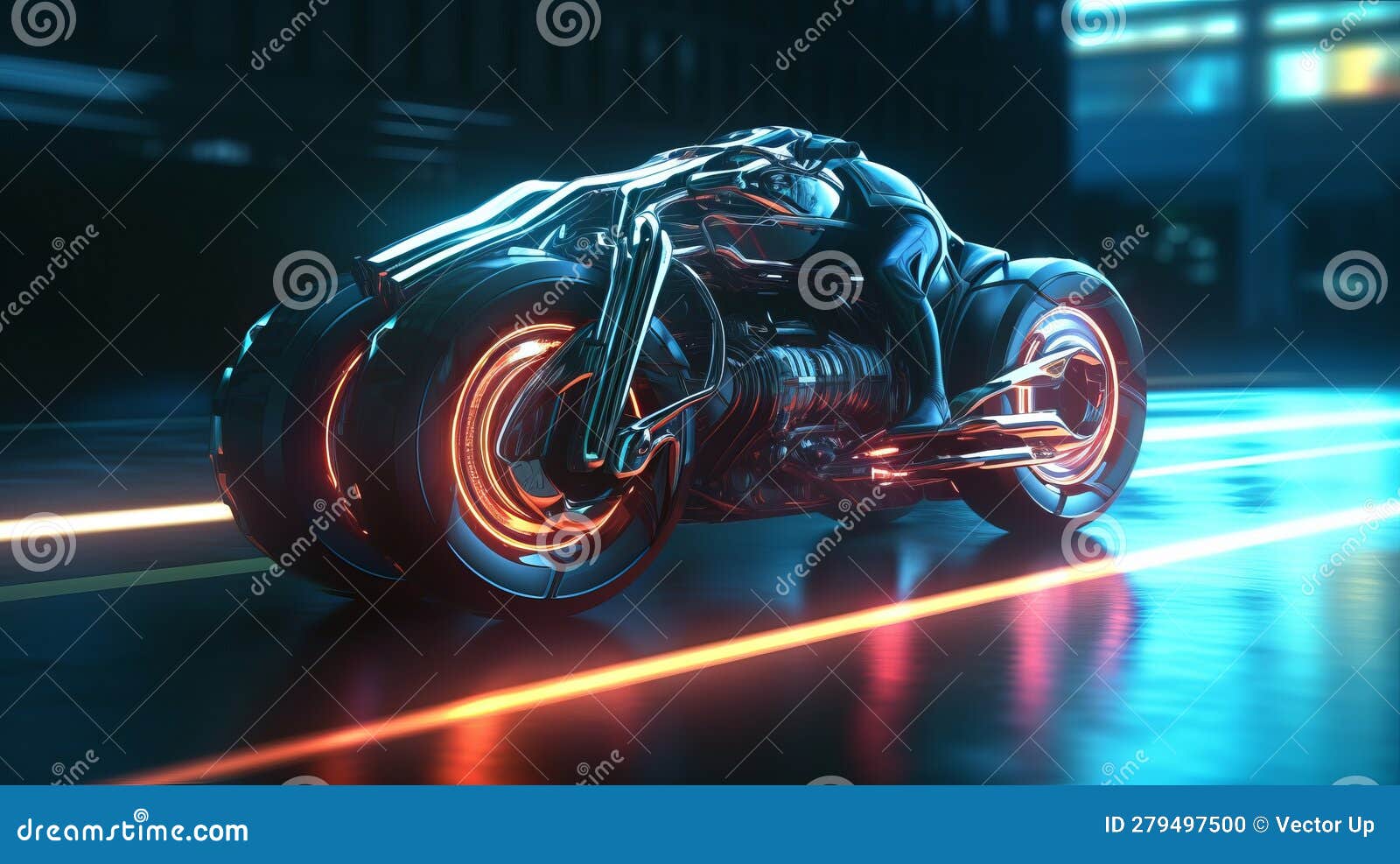 Futuristic Light Cycle. Generative AI Stock Illustration - Illustration ...