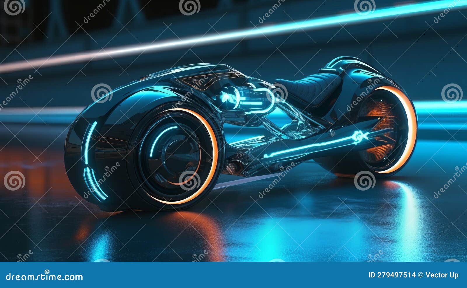 Futuristic Light Cycle. Generative AI Stock Illustration - Illustration ...