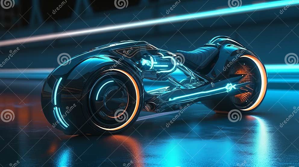 Futuristic Light Cycle. Generative AI Stock Illustration - Illustration ...