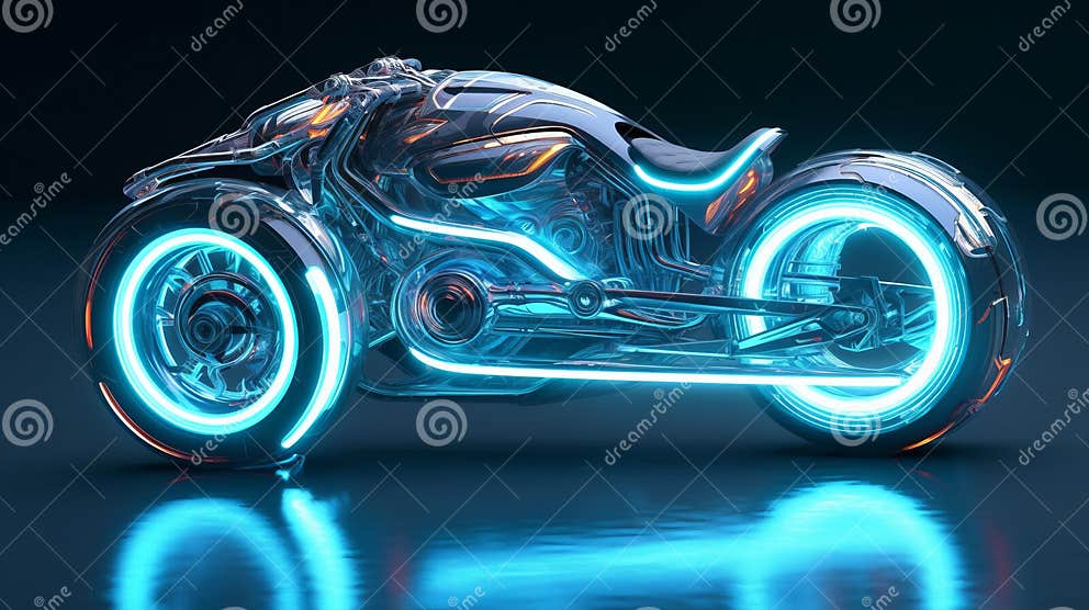 Futuristic Light Cycle. Generative AI Stock Illustration - Illustration of rotation, transparent ...