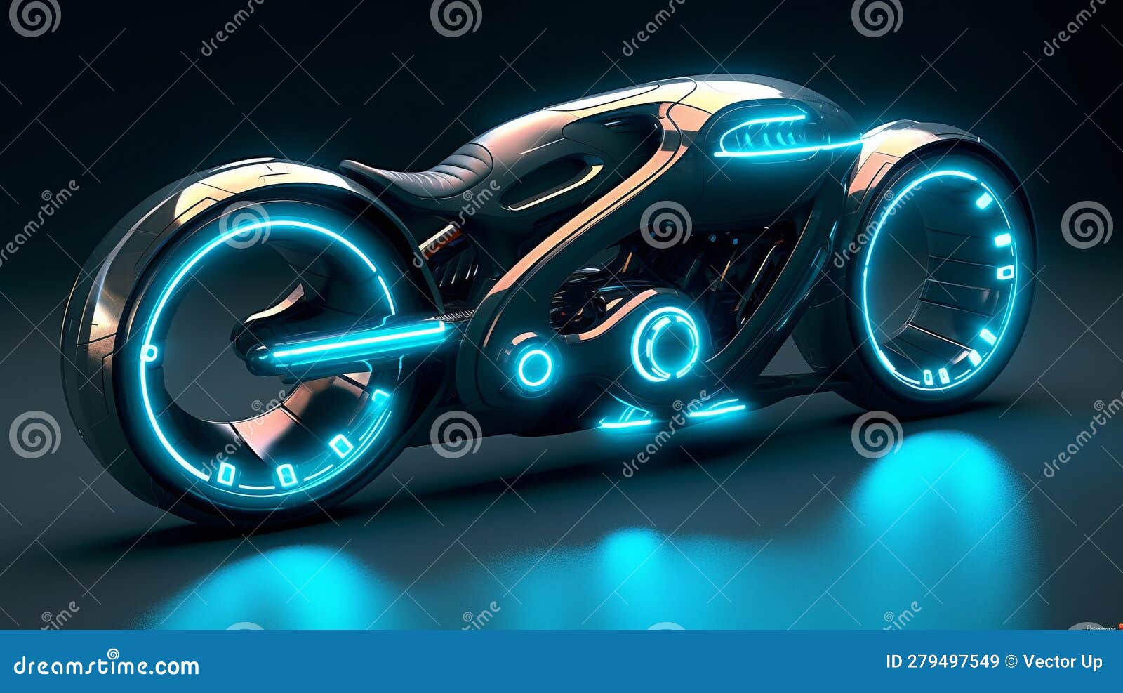 Futuristic Light Cycle. Generative AI Stock Illustration - Illustration ...
