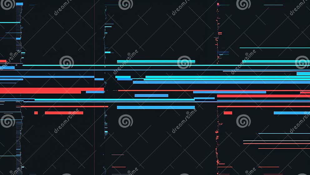 Futuristic Lines and Glitches in Blue and Red Abstract Pattern Stock ...