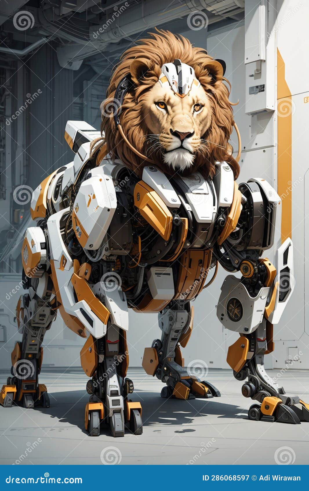 Futuristic Lion Robot Image Generated Stock Image - Image of vertebrate ...