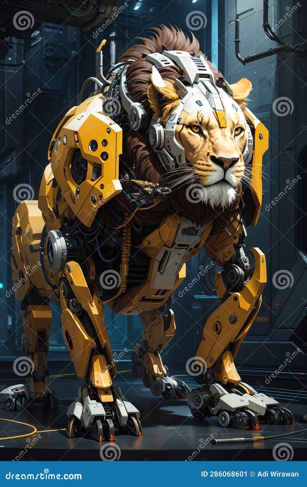 Futuristic Lion Robot Image Generated Stock Illustration - Illustration ...