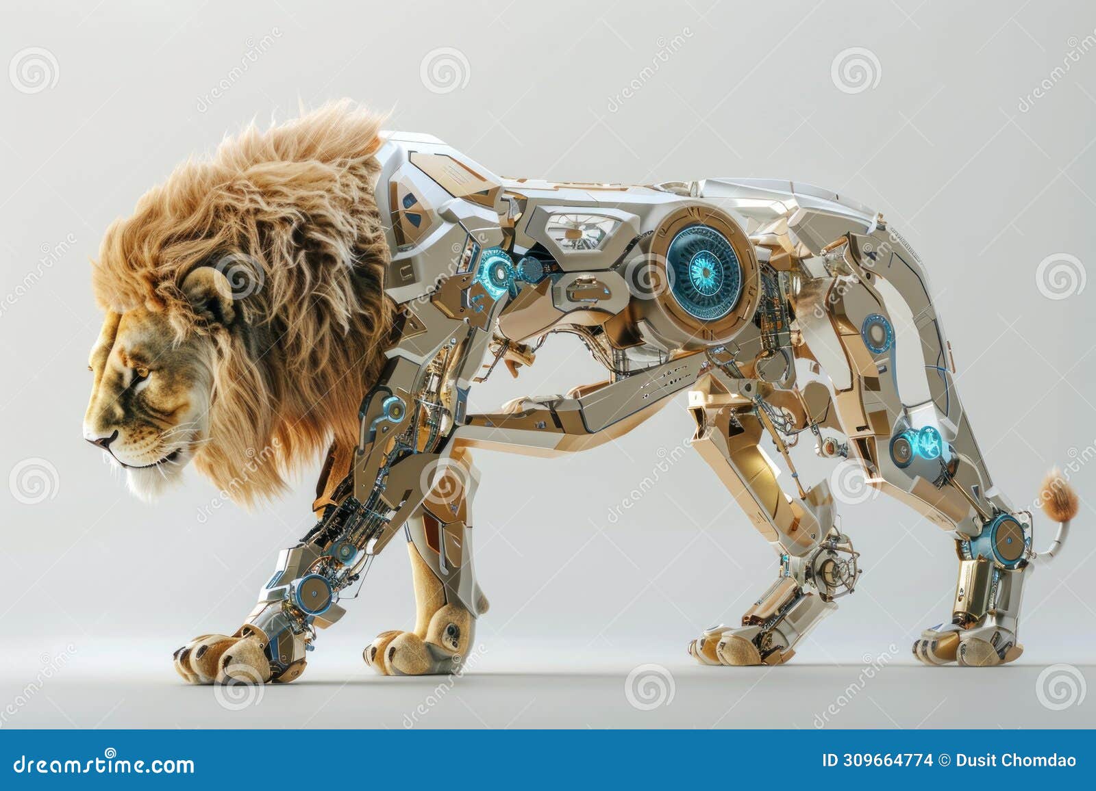 Futuristic Lion Robot, Mechanical Robot. Generative AI Stock Photo ...