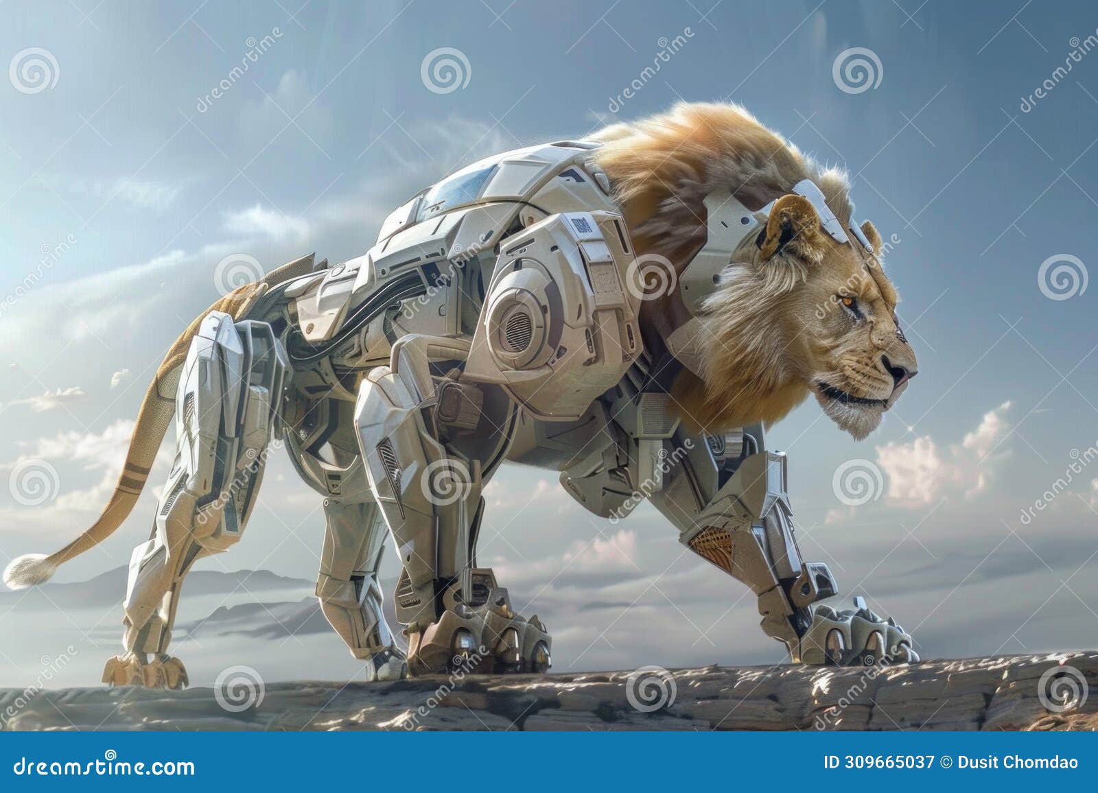 Futuristic Lion Robot, Mechanical Robot. Generative AI Stock Image ...