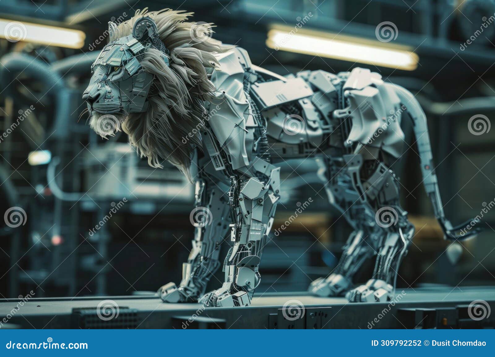 Futuristic Lion Robot, Mechanical Robot. Generative AI Stock Photo ...