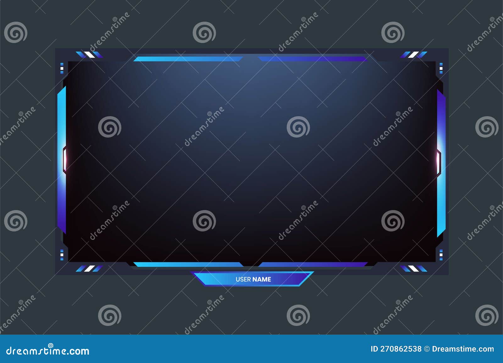 Futuristic Live Gaming Overlay Template Design with Blue Color on a ...