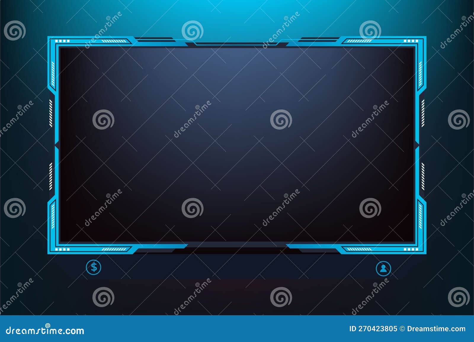Futuristic Live Streaming Overlay Vector with Blue and Dark Colors ...