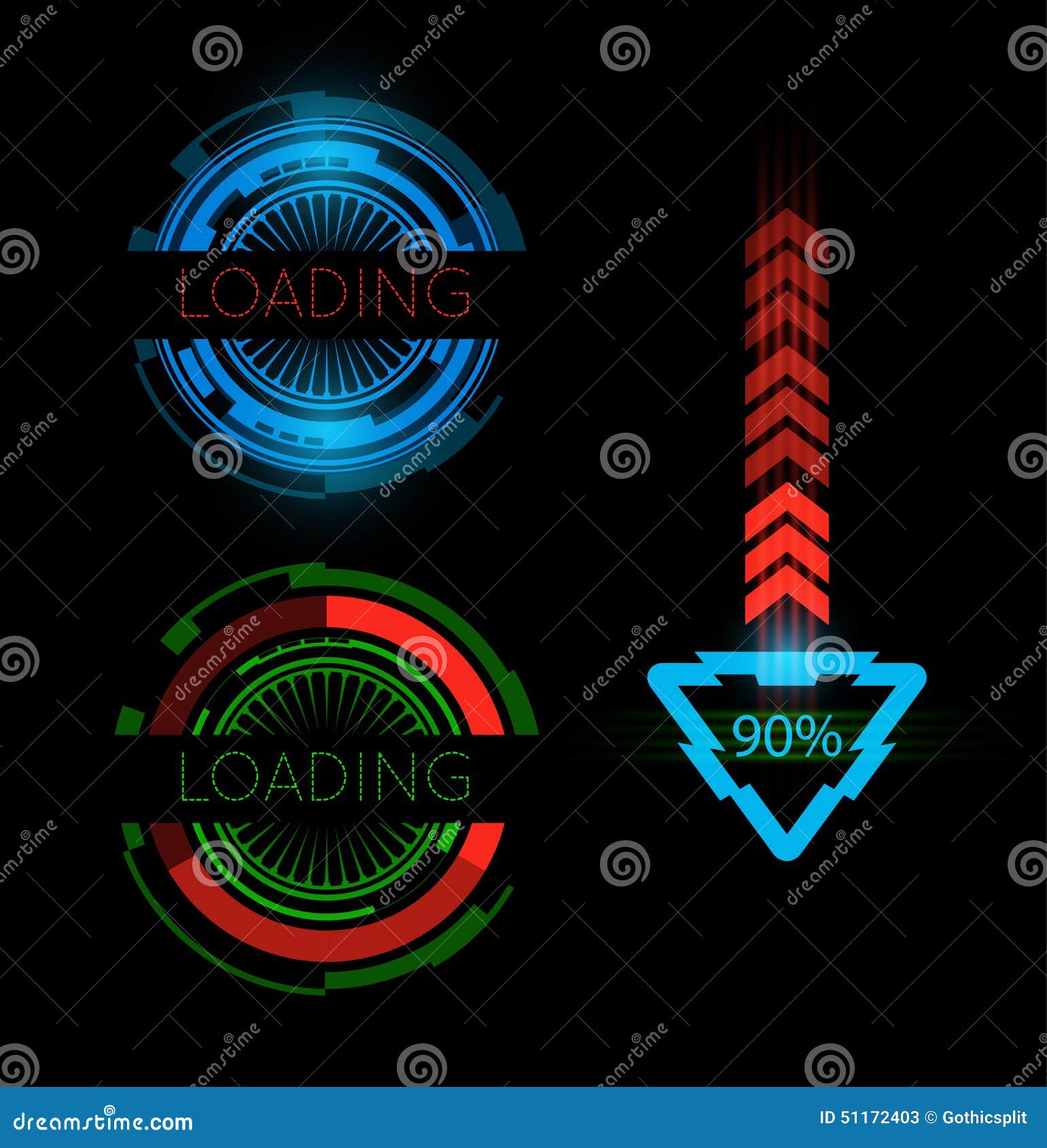 Futuristic Loading Bars on Dark Background Stock Vector - Illustration ...