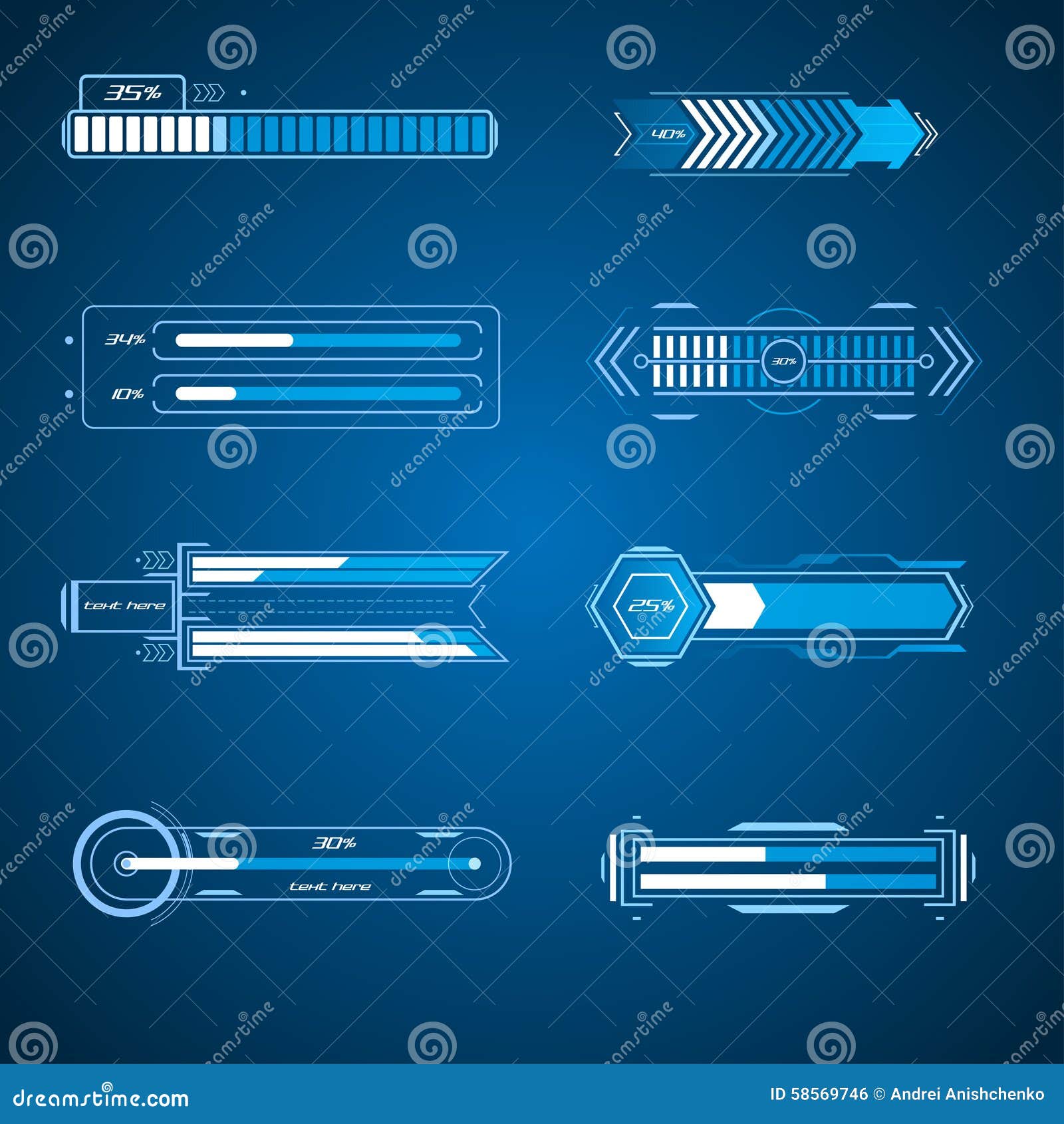 Futuristic Loading Elements Stock Vector - Illustration of blue ...