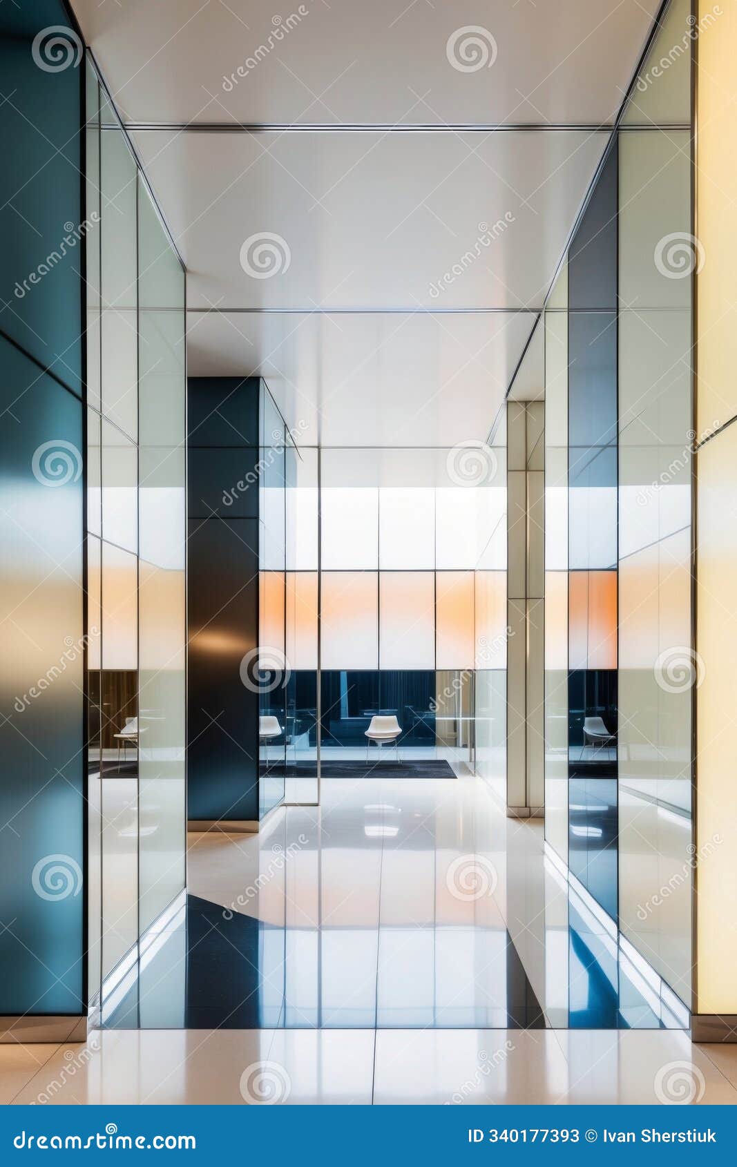 Futuristic Lobby with Glass Partition for Design Promo. Stock Image ...