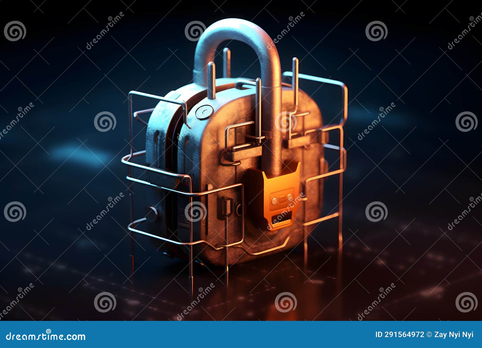 Futuristic Lock. Concept of Data Security, Cybersecurity, Cyber Defense ...