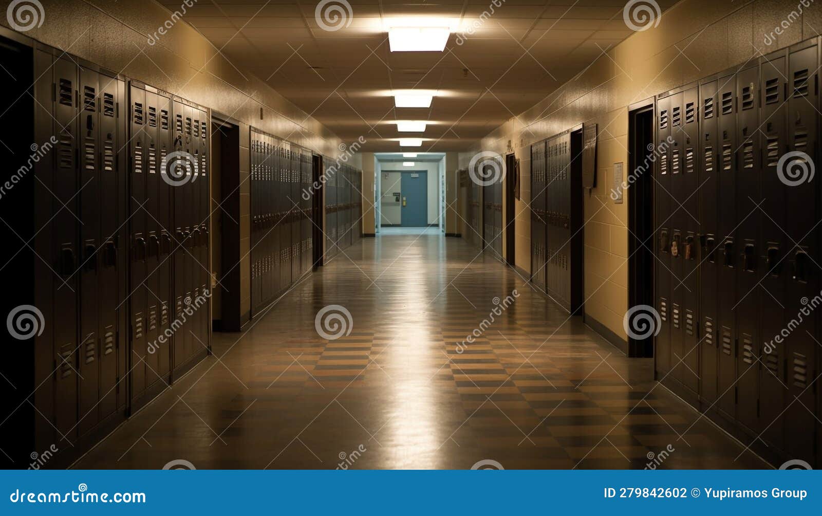 Futuristic Locker Room with Metal Doors in a Row Generated by AI Stock ...