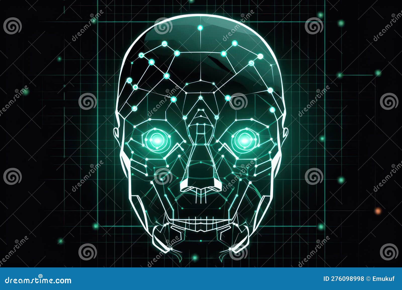 Futuristic Logo Robot Head Green Neon Glow Generative Ai Stock ...