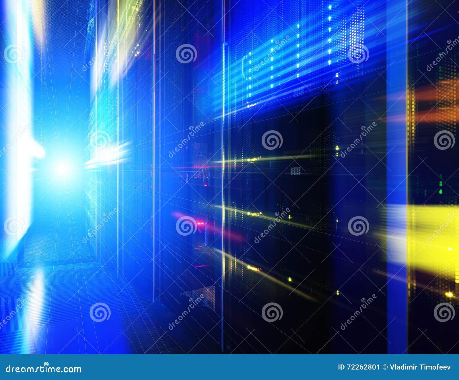 Futuristic Look of the Room with the Mainframe in the Data Center ...