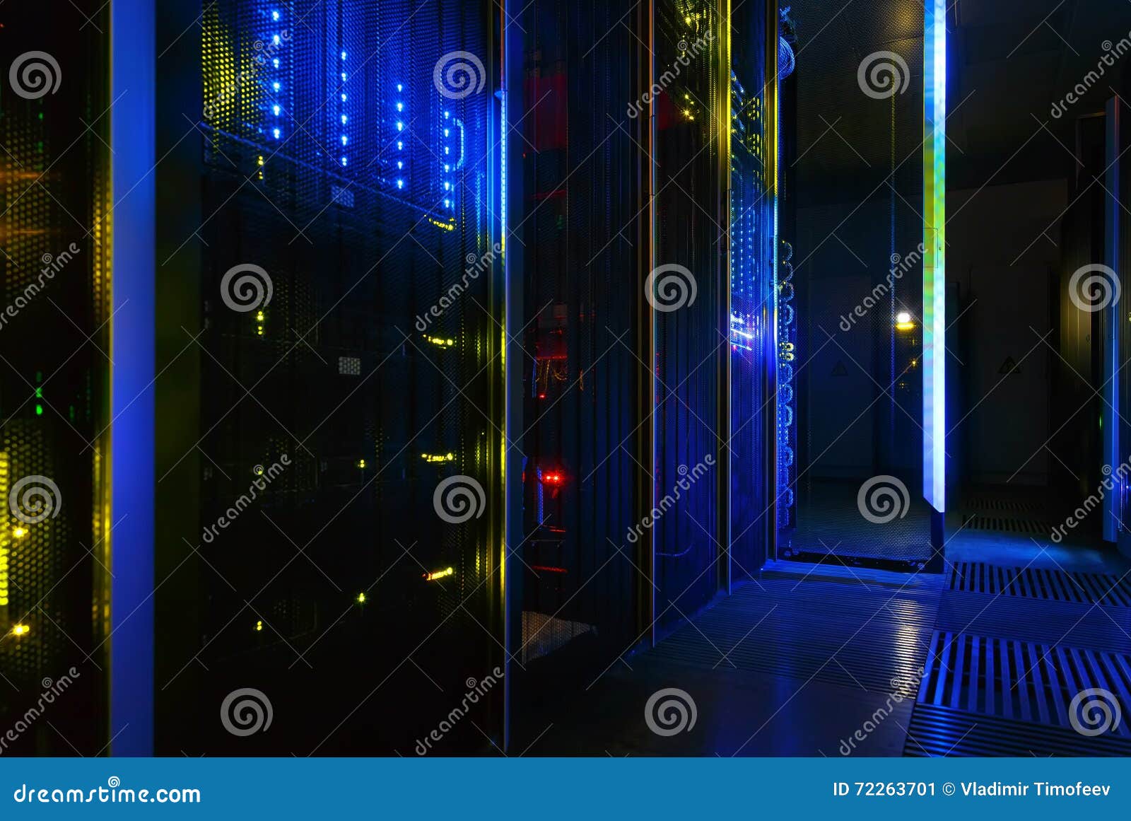 Futuristic Look of the Room with the Mainframe in the Data Center ...