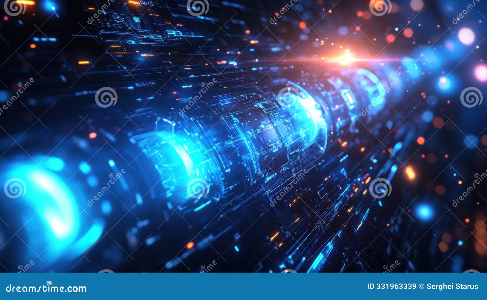 A Futuristic Looking Computer Screen with Lights and Blue Dots, AI ...