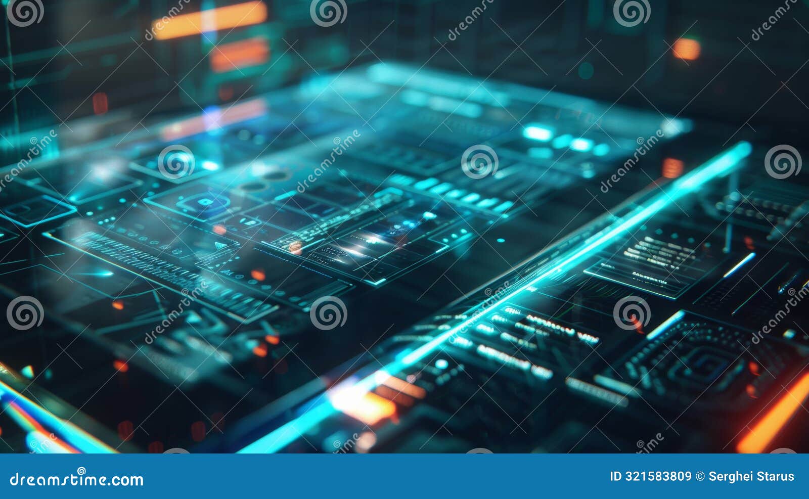 A Futuristic Looking Computer Screen with Lights and Lines, AI Stock ...