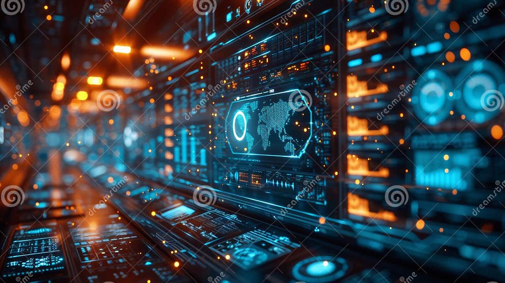 A Futuristic Looking Computer Screen with a World Map on it, AI Stock ...