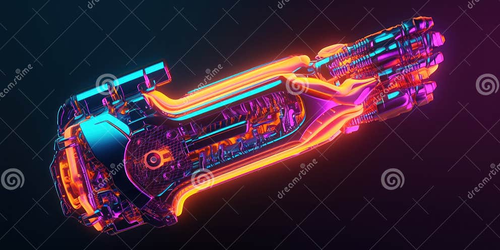 A Futuristic Looking Device with Neon Lights on it S Side. Generative ...