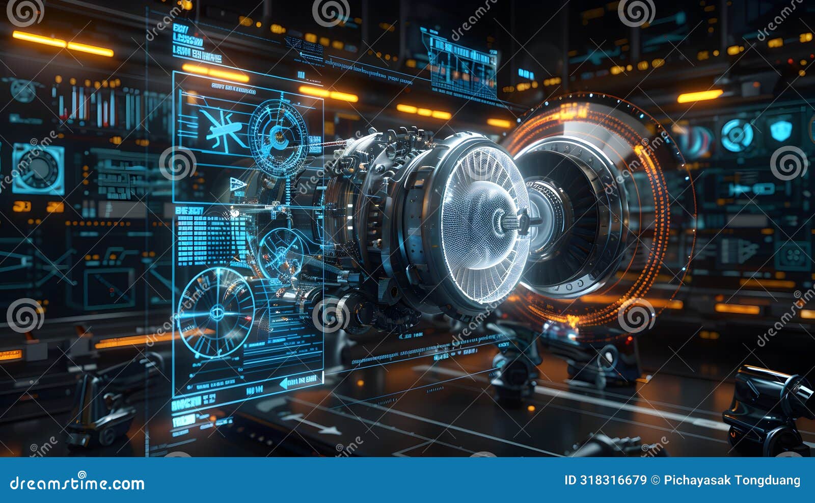 A Futuristic Looking Machine with a Blue and Silver Color Scheme ...