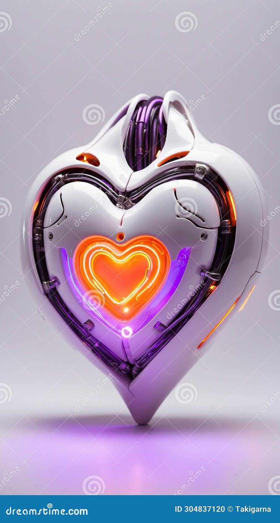 Futuristic Love Heart with Pink Light, Romantic Shape, Romance ...