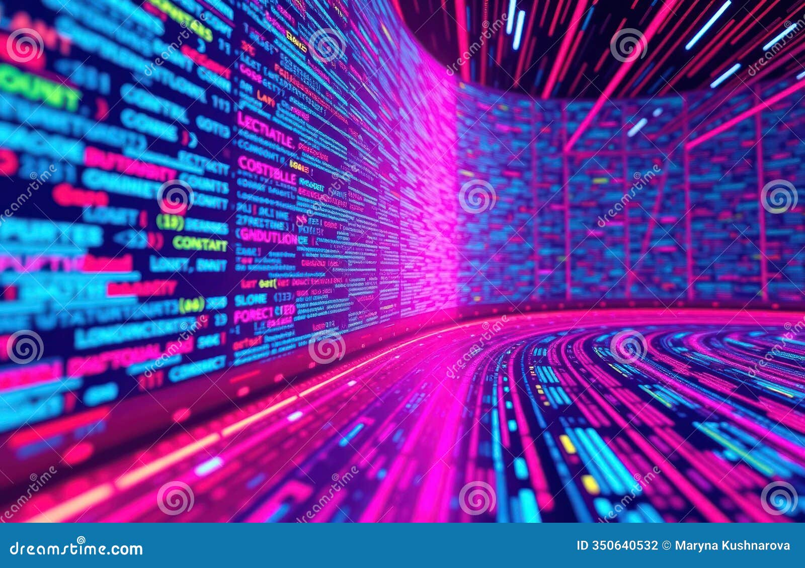 Futuristic Low Code Platform Vibrant Coding Symbols. Digital Innovation ...