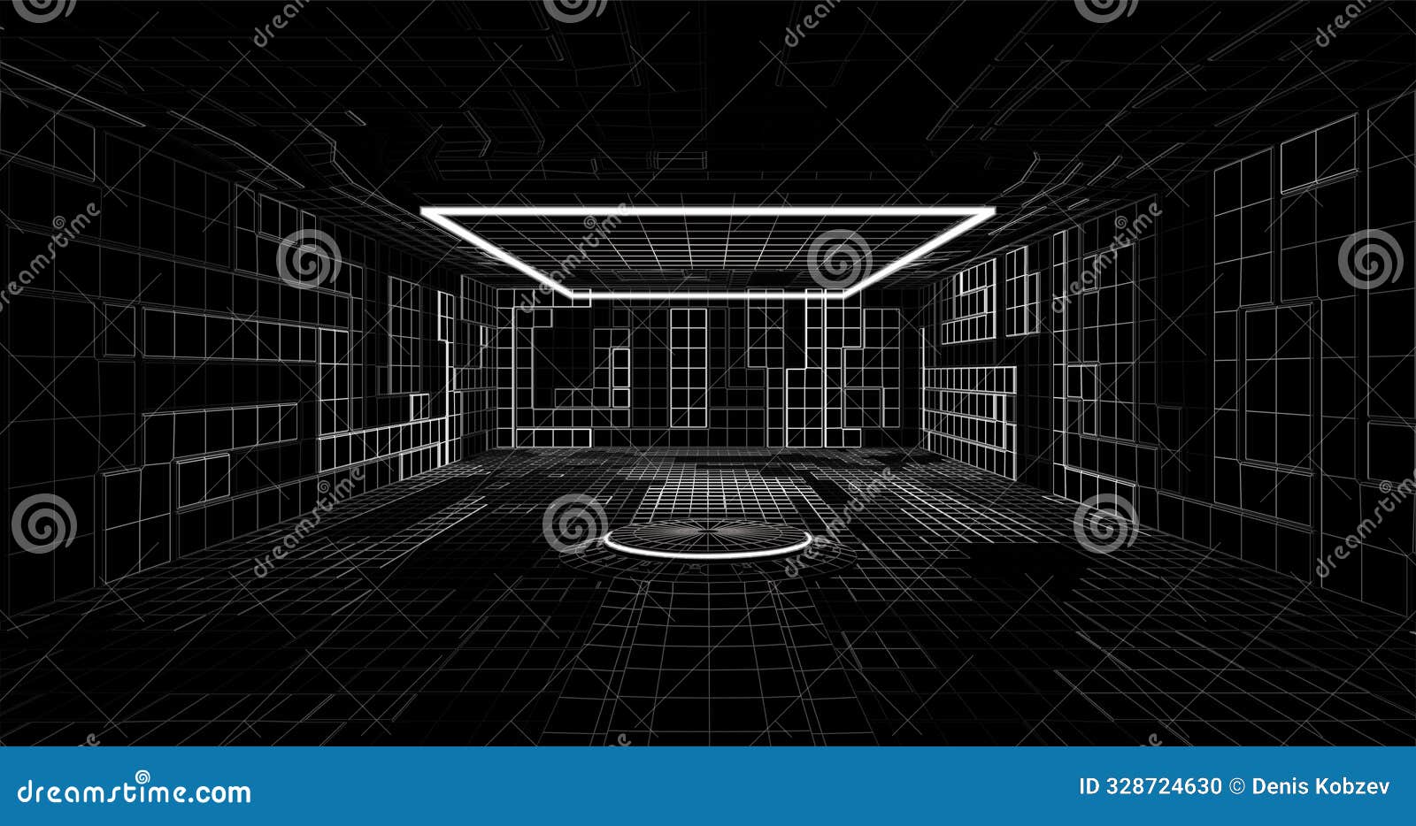 Futuristic Low Poly Sci-fi Laboratory or Spaceship Corridor with Neon ...