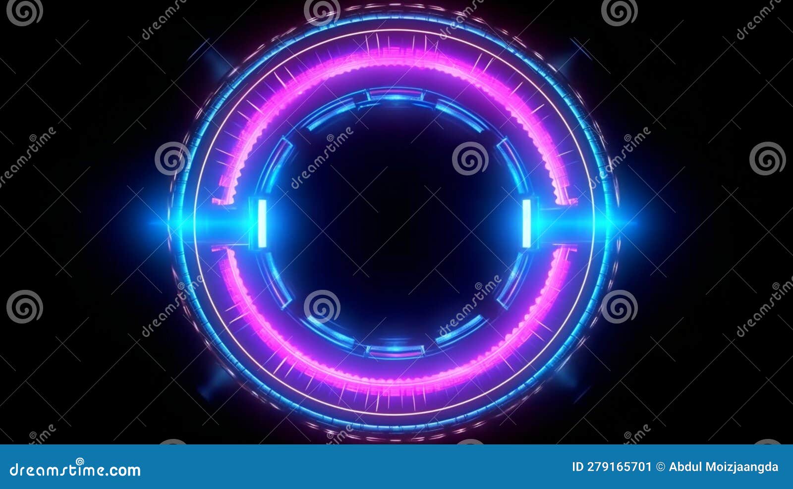 Futuristic Luminous Circle with Vaporwave Aesthetics Stock Illustration ...