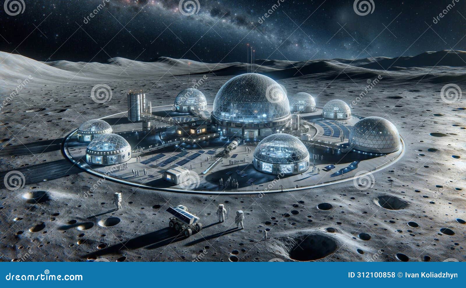 Futuristic Lunar Base on the Moon. AI Generated Stock Illustration ...