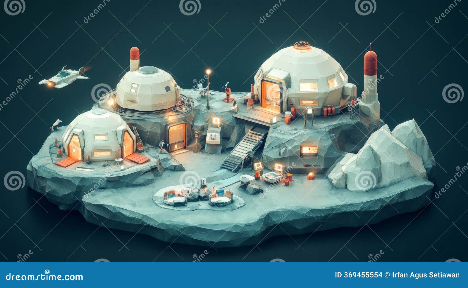 Futuristic Lunar Base With Earth In The Background Royalty-Free Stock ...